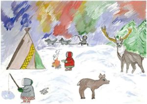 How to draw a tundra with pencils and paints: step-by-step instructions ...