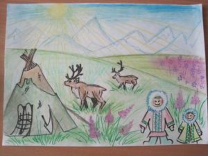 How to draw a tundra with pencils and paints: step-by-step instructions ...